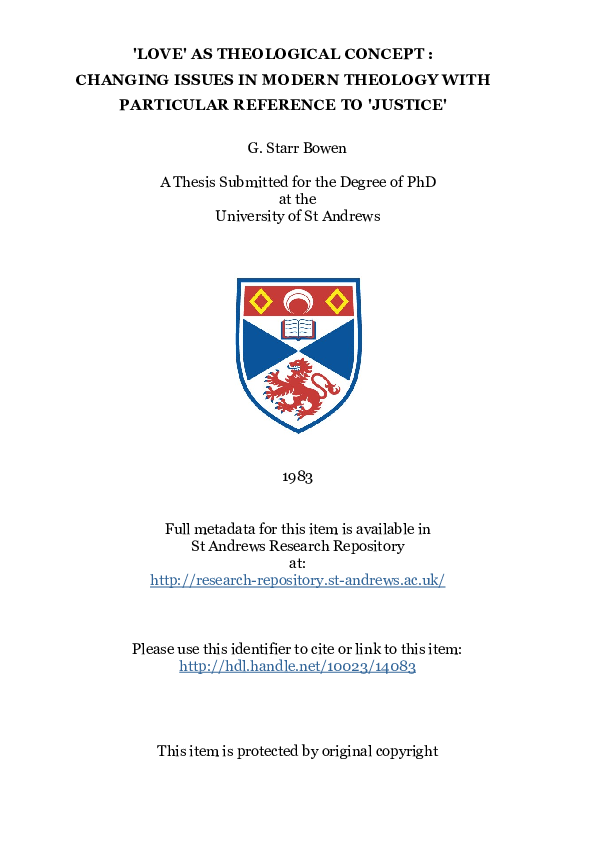 (PDF) Love' as theological concept : changing issues in modern theology ...