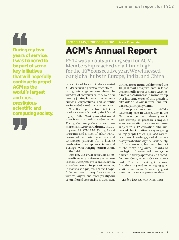 (PDF) ACM's annual report