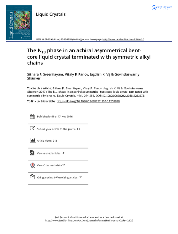 (PDF) The NTB phase in an achiral asymmetrical bent-core liquid crystal ...
