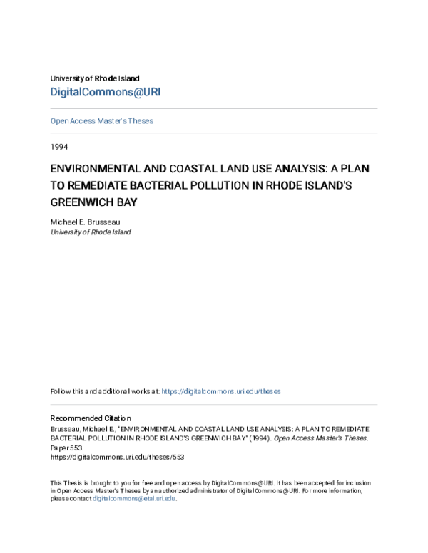 (PDF) Environmental and Coastal Land Use Analysis: A Plan to Remediate ...