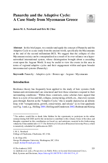 (PDF) Panarchy and the Adaptive Cycle: A Case Study from Mycenaean Greece