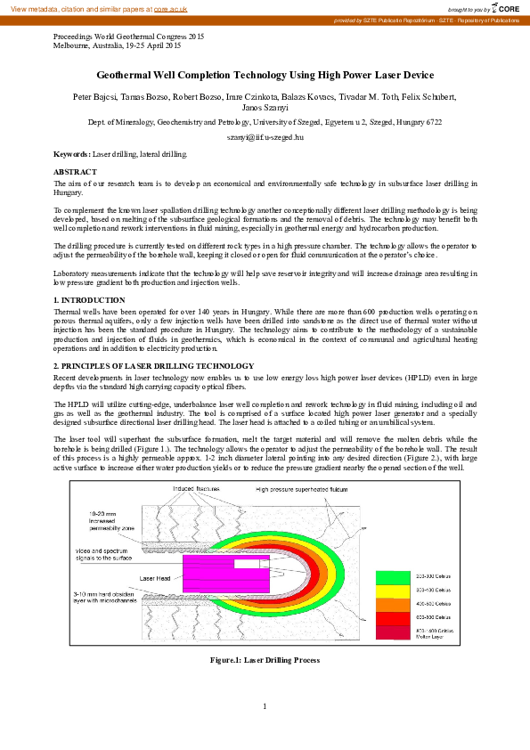 (PDF) Laser Drilling for Efficient Geothermal Wells