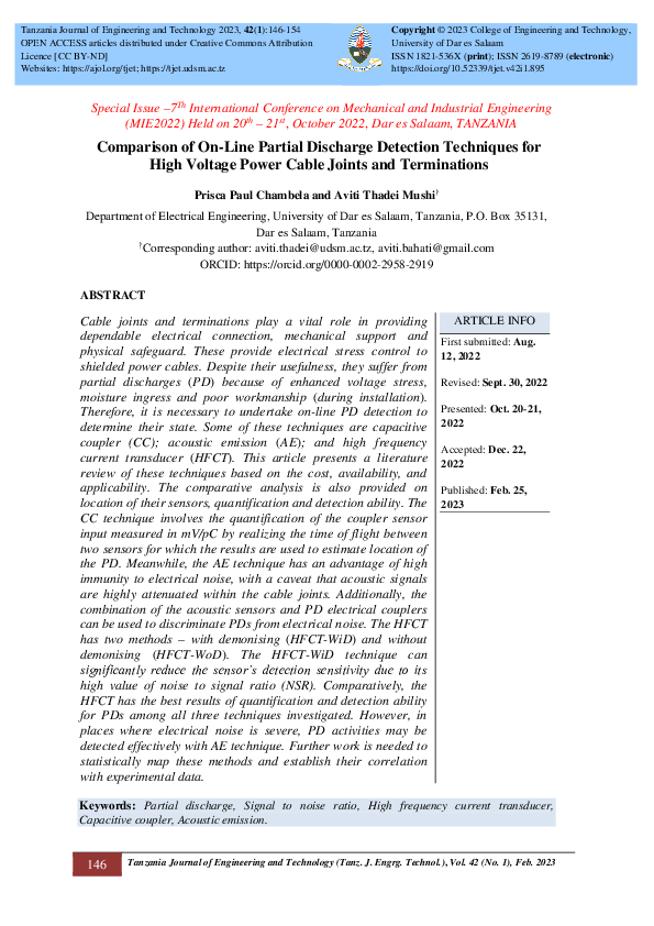 Pdf Comparison Of On Line Partial Discharge Detection Techniques For