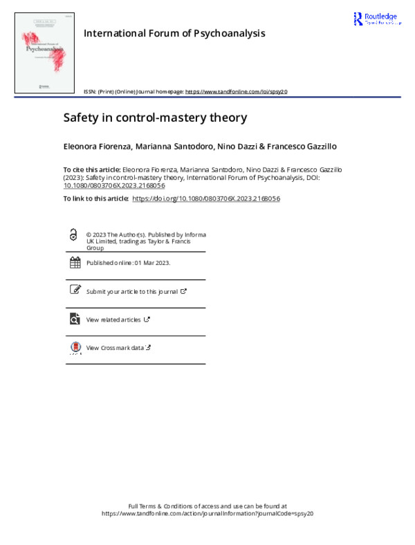 (PDF) Safety in Control-Mastery Theory