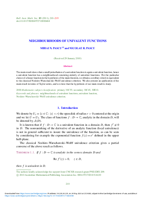 (PDF) Neighbourhoods of Univalent Functions