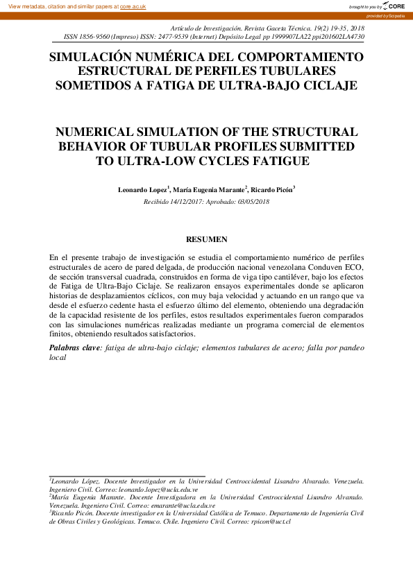 (PDF) Numerical simulation of the structural behavior of tubular profiles submitted to ultra-low ...