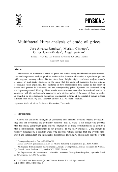 (PDF) Multifractal Hurst analysis of crude oil prices