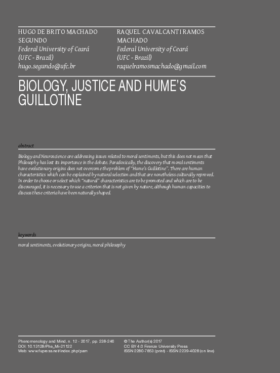 (PDF) Biology, Justice and Hume’s Guillotine