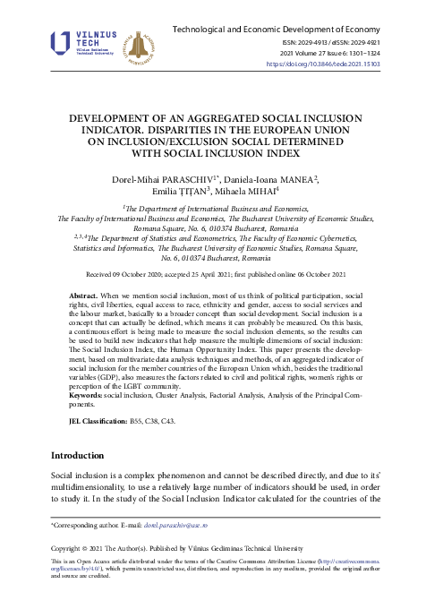 (PDF) Development of an Aggregated Social Inclusion Indicator ...