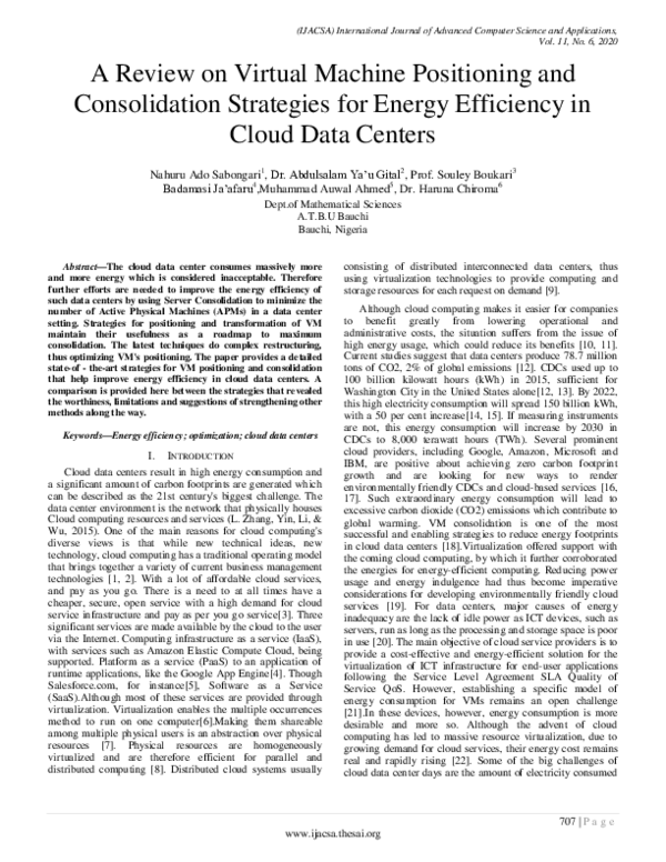 Pdf A Review On Virtual Machine Positioning And Consolidation Strategies For Energy Efficiency