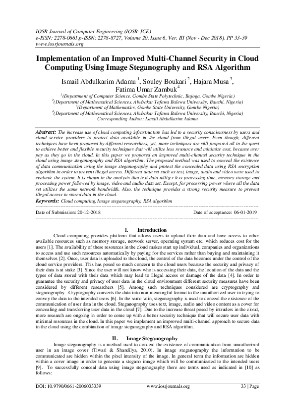 (PDF) Implementation of an Improved Multi-Channel Security in Cloud Computing Using Image ...