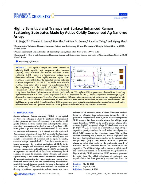 (PDF) Highly Sensitive and Transparent Surface Enhanced Raman ...