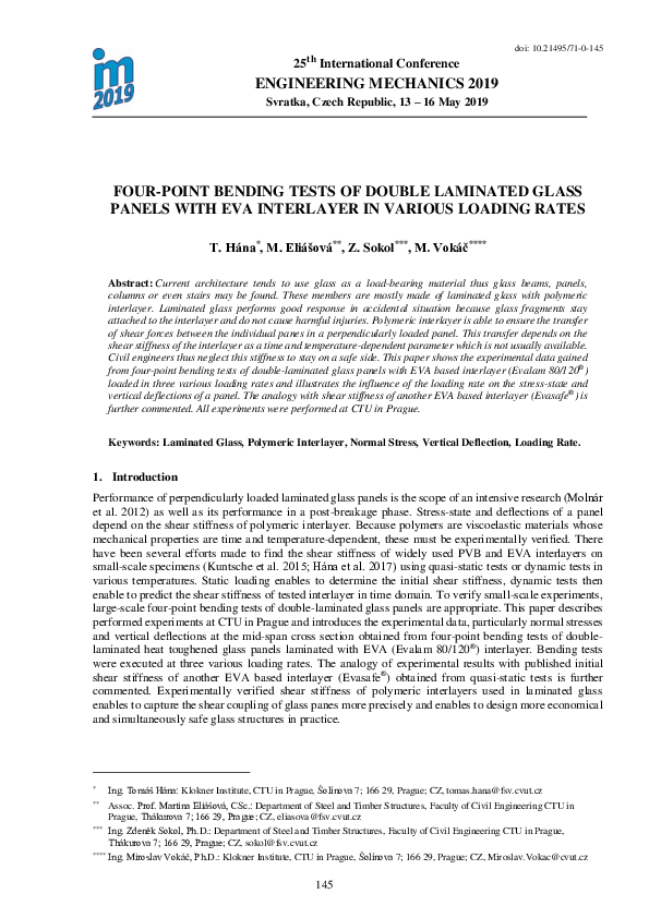 (PDF) Four-Point Bending Tests of Double Laminated Glass Panels with ...
