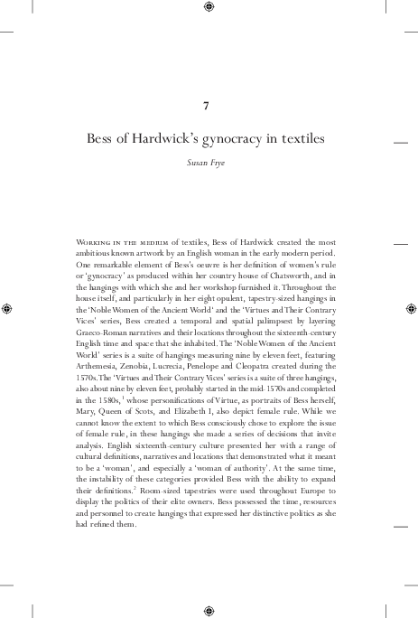 (PDF) Bess of Hardwick's gynocracy in textiles