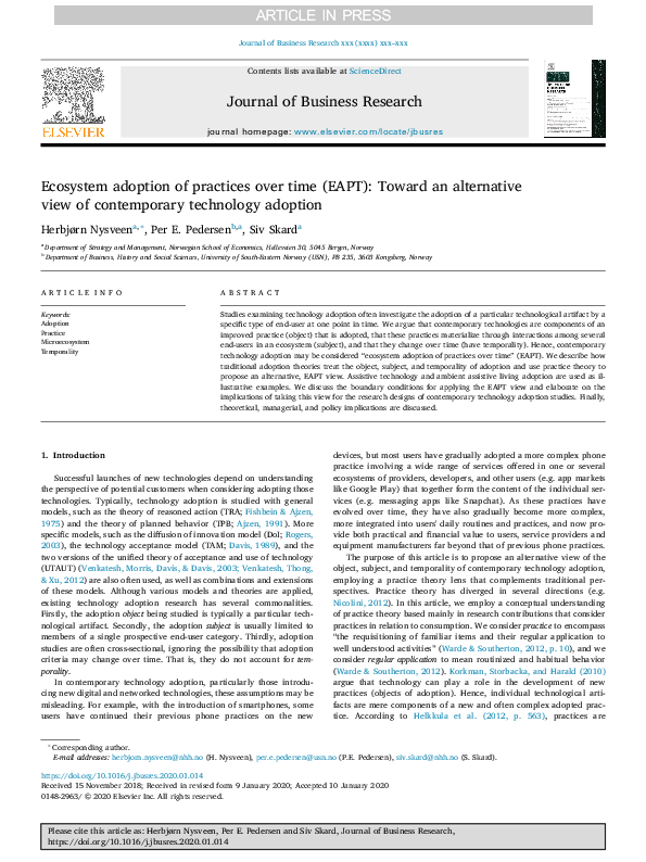 (PDF) Ecosystem adoption of practices over time (EAPT): Toward an ...