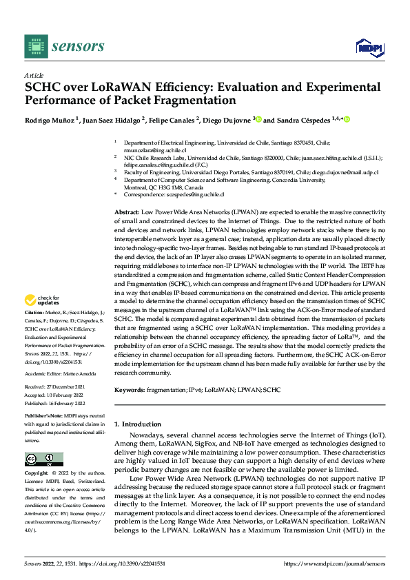Pdf Schc Over Lorawan Efficiency Evaluation And Experimental Performance Of Packet Fragmentation