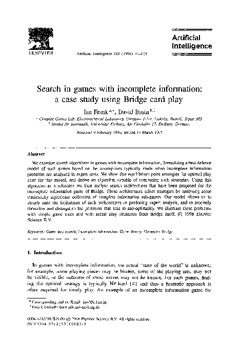 (PDF) Search in games with incomplete information: a case study using ...