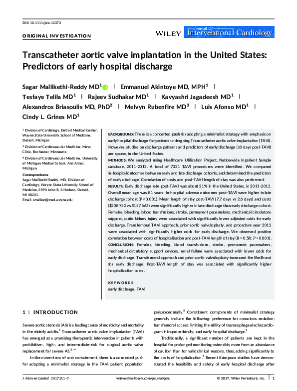 (PDF) Trans-catheter aortic valve implantation in the United Kingdom ...