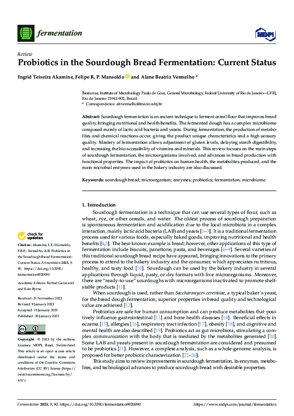 (PDF) Probiotics in the Sourdough Bread Fermentation: Current Status