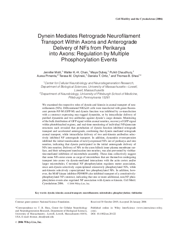 (PDF) Dynein mediates retrograde neurofilament transport within axons ...