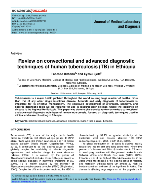 (PDF) Review on convectional and advanced diagnostic techniques of ...