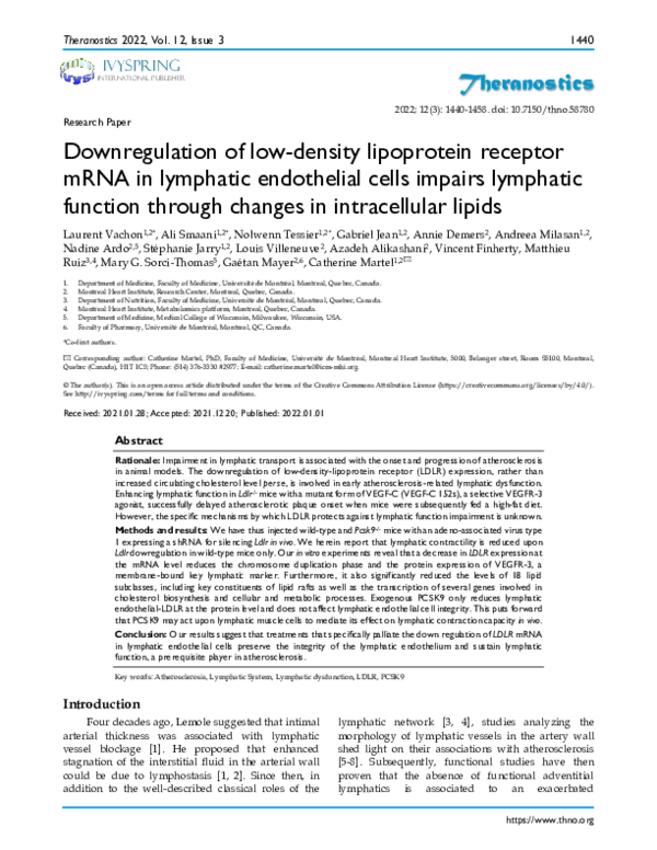 (PDF) Downregulation of low-density lipoprotein receptor mRNA in ...