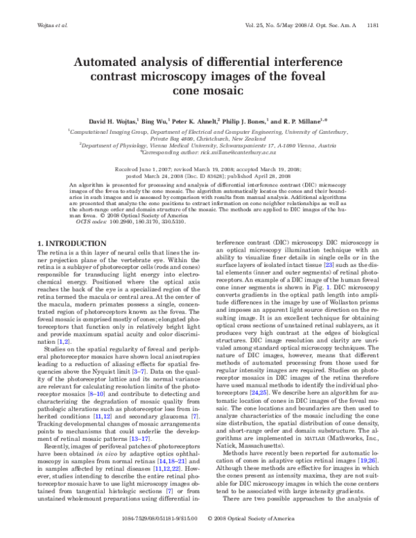 Pdf Automated Analysis Of Differential Interference Contrast