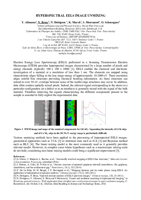 (PDF) Hyperspectral EELS image unmixing