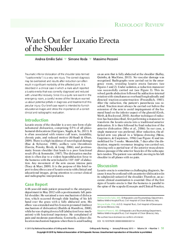 (PDF) Watch Out for Luxatio Erecta of the Shoulder