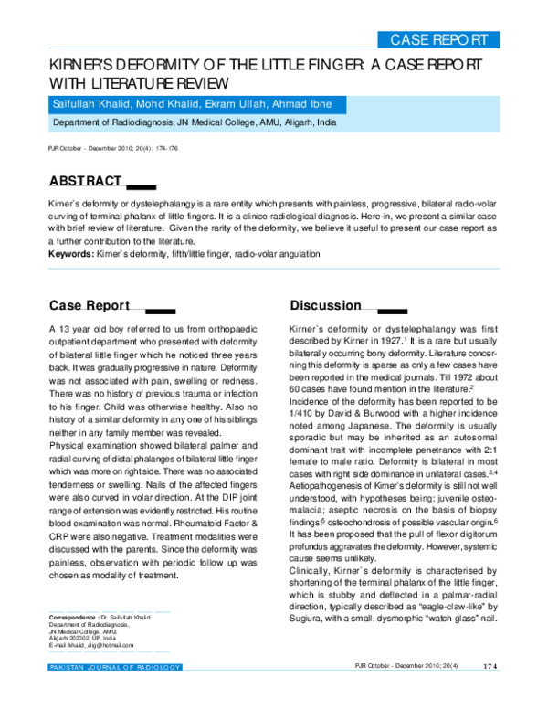 (PDF) Kirner's Deformity of the Little Finger: A case report with ...
