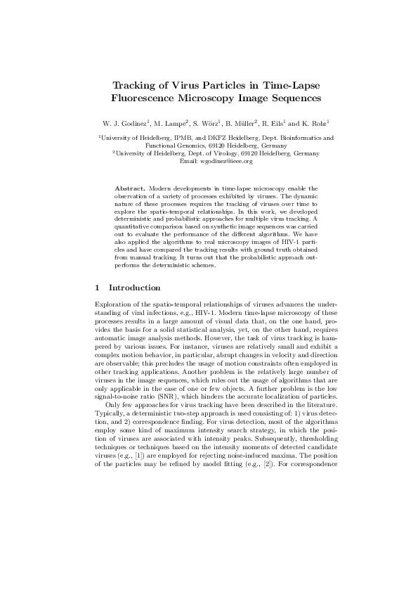 (PDF) Tracking of Virus Particles in Time-Lapse Fluorescence Microscopy ...