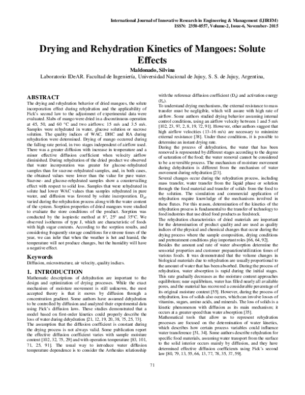 (PDF) Drying and Rehydration Kinetics of Mangoes: Solute Effects