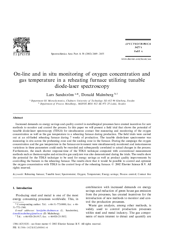 (PDF) On-line and in situ monitoring of oxygen concentration and gas ...