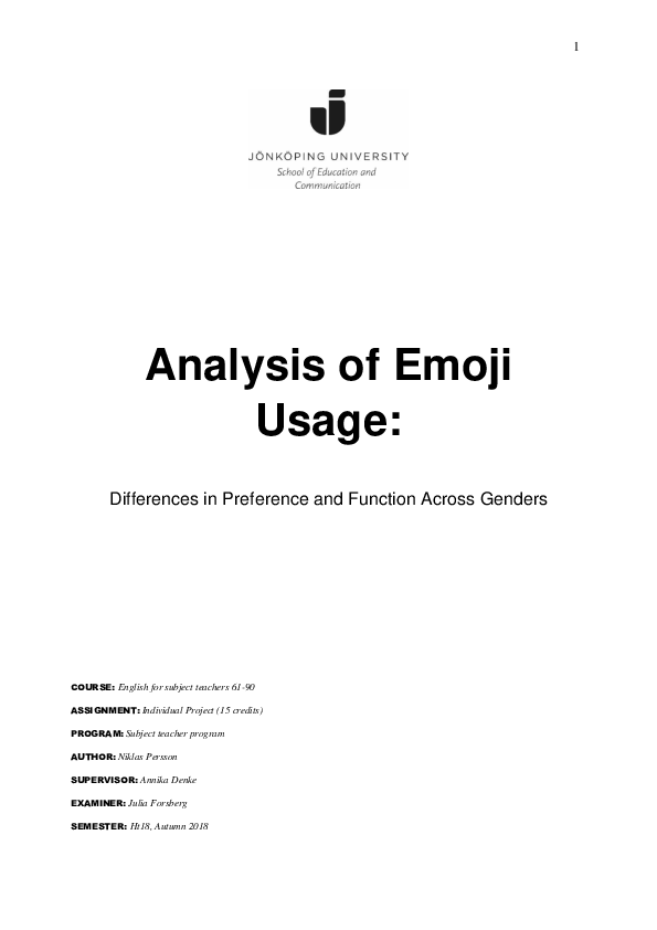 (PDF) Analysis of Emoji Usage : Differences in Preference and Function ...