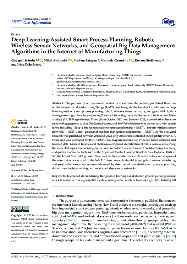 Pdf Deep Learning Assisted Smart Process Planning Robotic Wireless Sensor Networks And