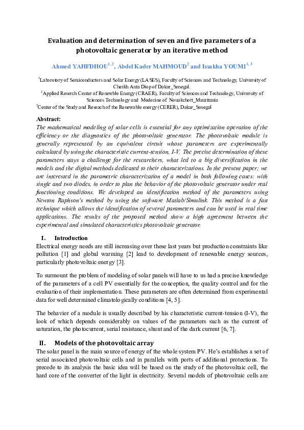 Pdf Valuation And Determination Of Seven And Five Parameters Of