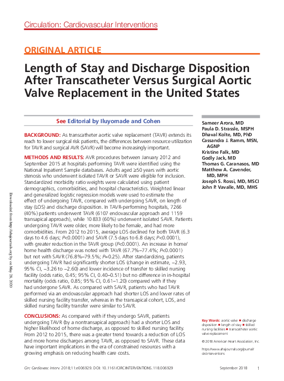 (PDF) Length of Stay and Discharge Disposition After Transcatheter ...