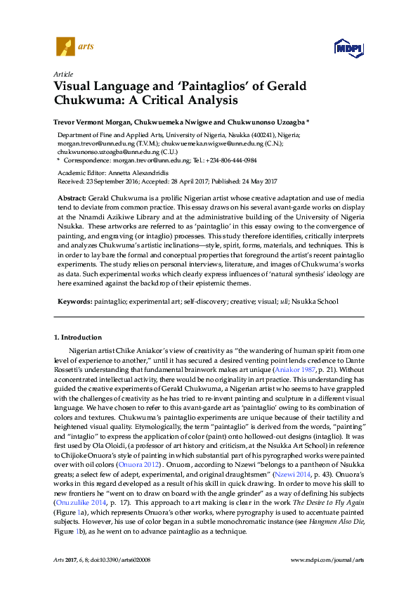 (PDF) Visual Language and ‘Paintaglios’ of Gerald Chukwuma: A Critical Analysis
