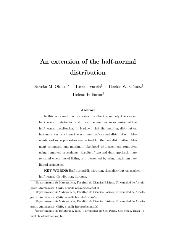 (PDF) An extension of the half-normal distribution | Hector Peregrina ...
