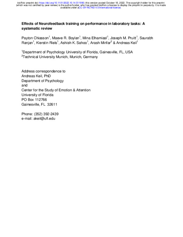 (PDF) Effects of Neurofeedback training on performance in laboratory ...