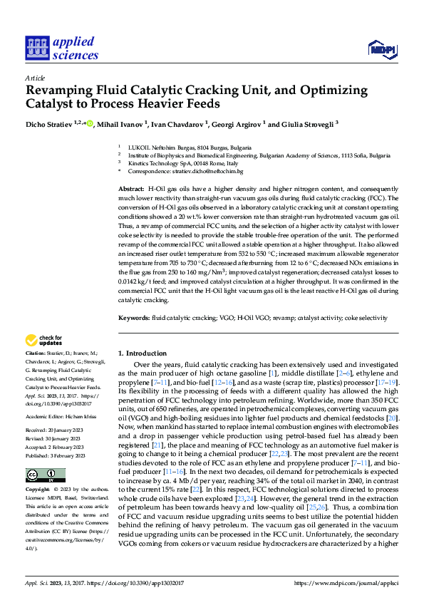 (PDF) Revamping Fluid Catalytic Cracking Unit, and Optimizing Catalyst to Process Heavier Feeds