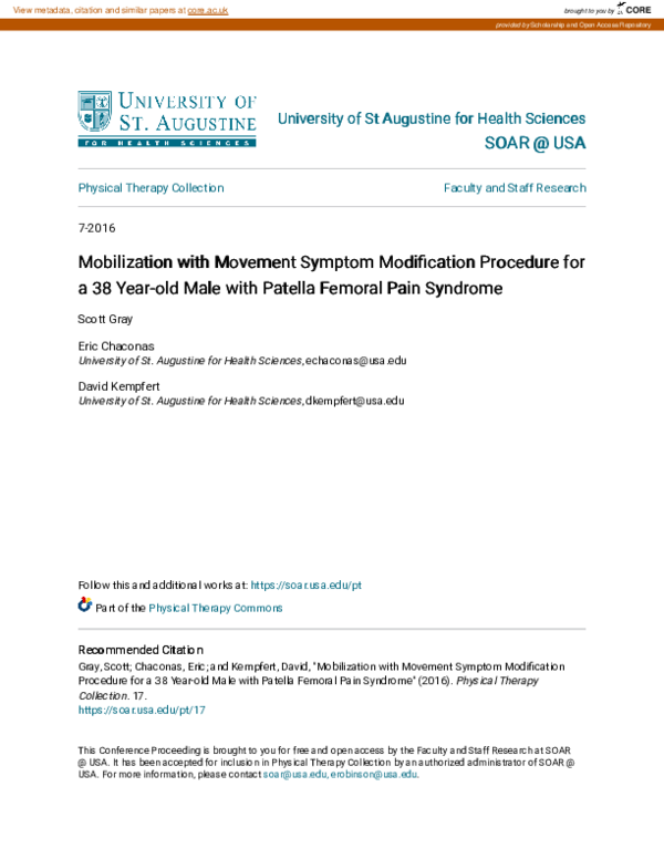 (PDF) Mobilization with movement symptom modification procedure for a ...
