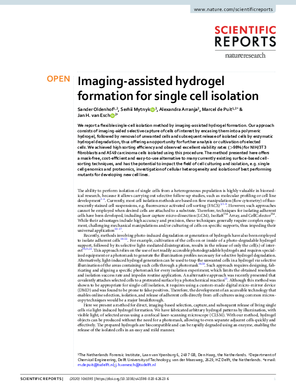 (PDF) Imaging-Assisted Hydrogel for Cell Isolation