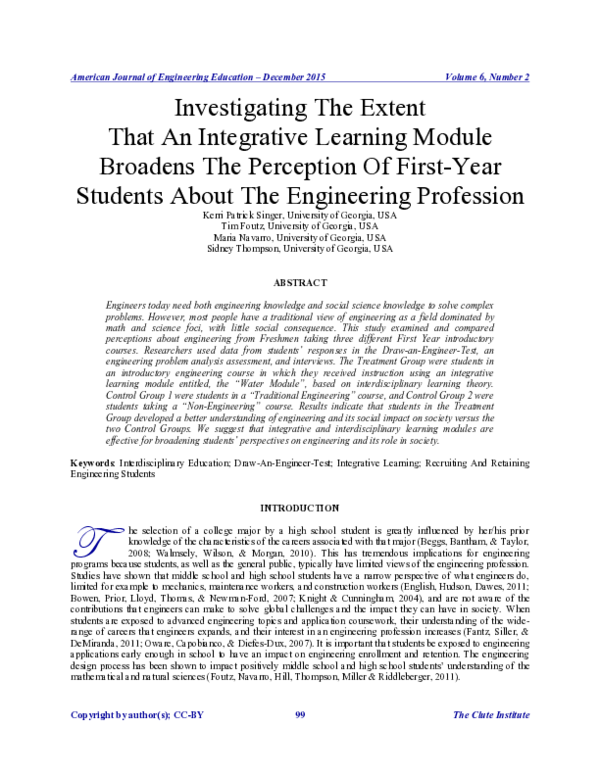 (PDF) Investigating The Extent That An Integrative Learning Module ...