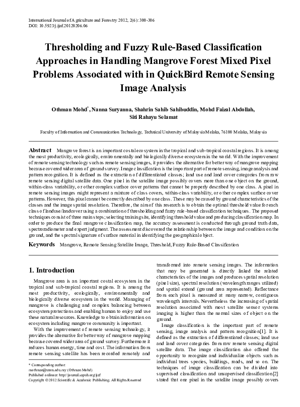 (PDF) Thresholding and Fuzzy Rule-Based Classification Approaches in ...