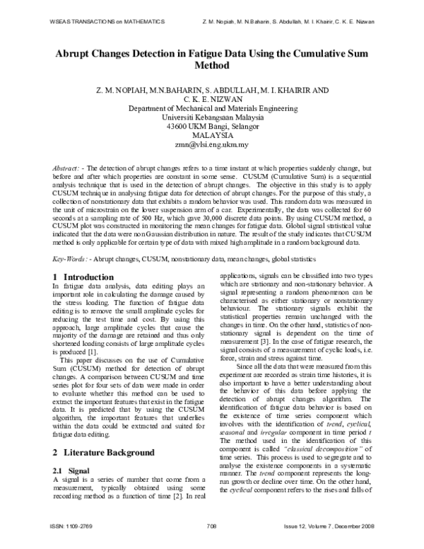 (PDF) Abrupt changes detection in fatigue data using the cum ulative sum method