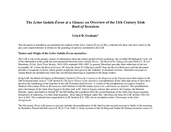 (PDF) The Lebor Gabála Érenn at a Glance: an Overview of the 11th ...