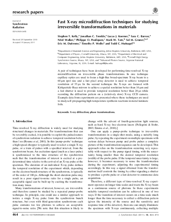 (PDF) Fast X-ray microdiffraction techniques for studying irreversible transformations in ...