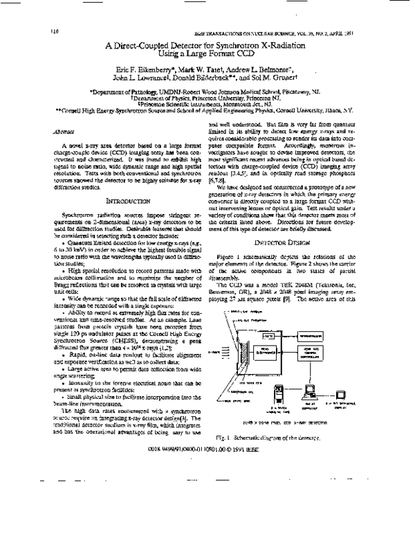 Pdf A Direct Coupled Detector For Synchrotron X Radiation Using A Large Format Ccd