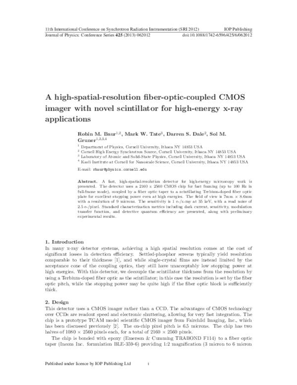 (PDF) A high-spatial-resolution fiber-optic-coupled CMOS imager with novel scintillator for high ...